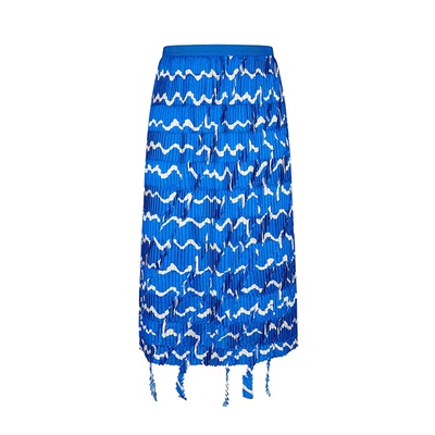 奢定SHX夏季高腰条纹压褶半身裙