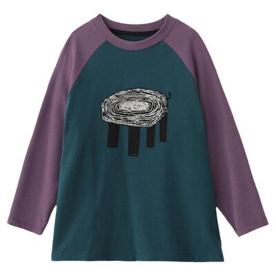 设计感小凳子印花撞色插肩袖