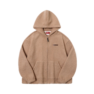 TGNS仿羊羔毛连帽慵懒风开衫外套