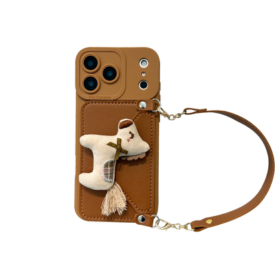 奶咖色小马公仔卡包手机壳