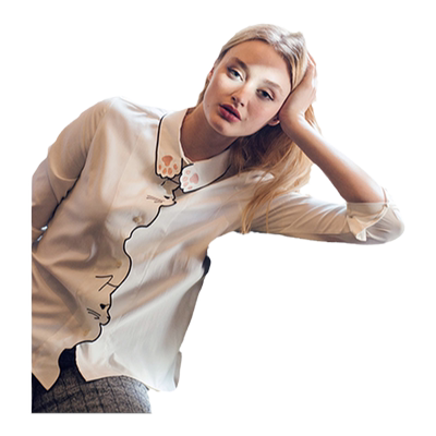 英伦复古原创设计刺绣猫咪衬衫