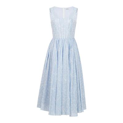 ELLIGIOI方领镂空无袖吊带连衣裙