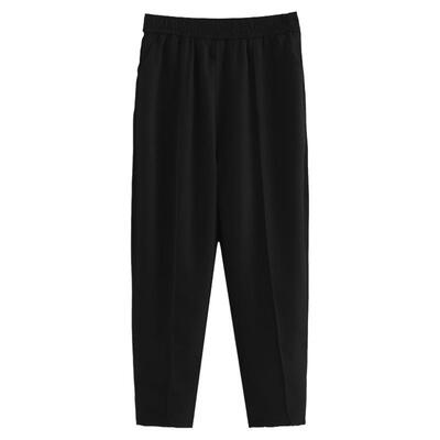 大码烟管裤松紧腰胖mm九分休闲裤