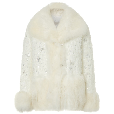 【奥莱】MAXRIENY轻奢廓形外套狐狸毛皮草女