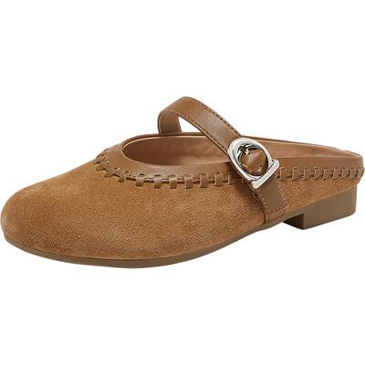 百思图夏季新款真皮一脚蹬穆勒鞋