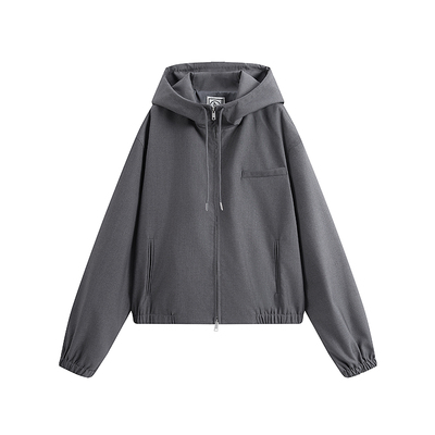 COLN秋新短款连帽拉链夹克