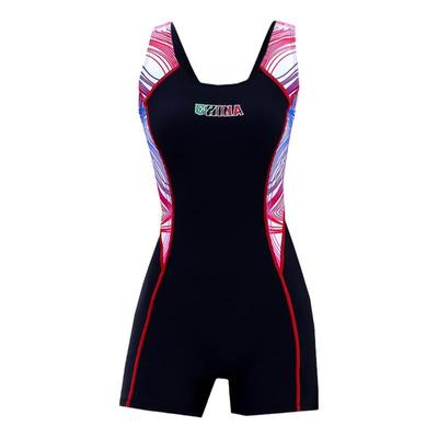 新款高弹遮肉镂空背连体平角泳衣