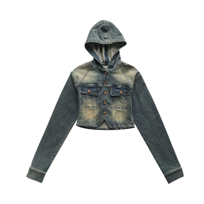 西部牛仔连帽工装裤套装