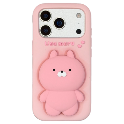 乐乐心愿屋 USAKO新款~粉兔丸支架壳柔软硅胶可爱卡通适用iPhone17Promax手机壳苹果1654日韩国13防摔ins少女