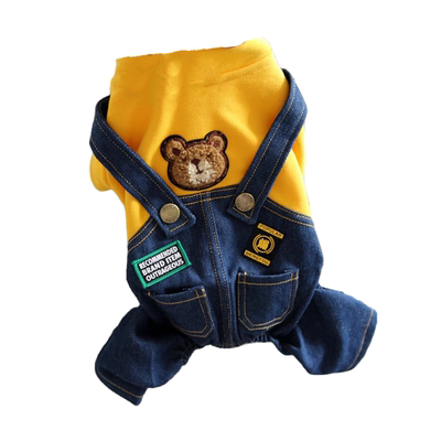 宠物比熊雪纳瑞博美小型犬泰迪狗狗衣服春秋装薄款秋装牛仔四脚衣