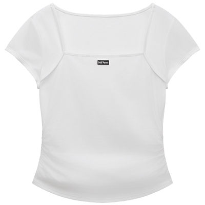 OCHIRLY欧时力方领缩褶短袖t恤