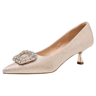 色非法式尖头高跟鞋女2026新款春季细跟配裙子绝美一脚蹬通勤单鞋