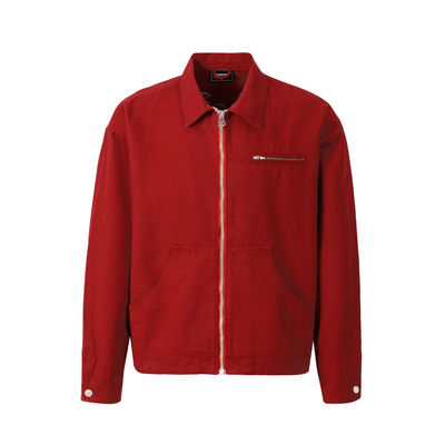 Makemore毛巾绣硬壳复古夹克外套