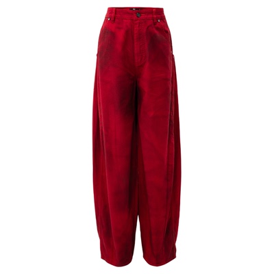 诱货复古高腰灯笼牛仔长裤女