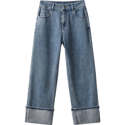 【播奥莱】播商场同款窄款直筒牛仔裤女秋新气质裤子BDR3KD1876