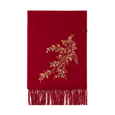 上海故事绵羊毛刺绣围巾披肩两用