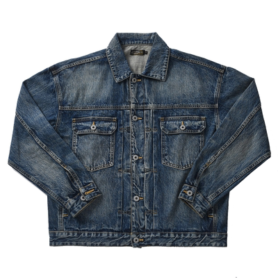 柴米重磅洗水牛仔夹克男士外套赤耳休闲工装宽松落肩美式复古咔叽