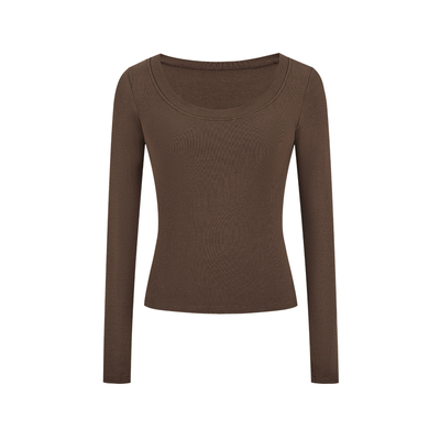 大U领掐腰修身显瘦内搭打底衫女