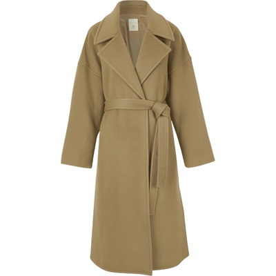 【季末折扣】BLOSSOM 秋冬女配腰带绵羊毛羊绒毛呢外套风衣