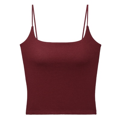 吊带背心女带胸垫细肩带红色