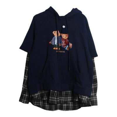 西町村屋学院风假两件连帽卫衣女