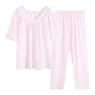 罗丝美女纯棉双层纱家居服睡衣