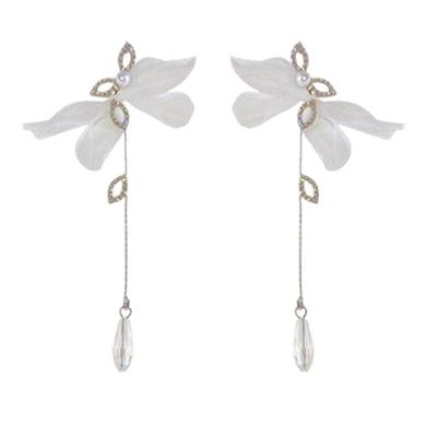 超仙网纱花朵耳钉耳环新款