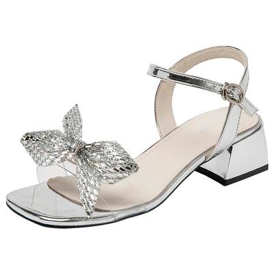 达芙妮蝴蝶结凉鞋女款夏季一字带