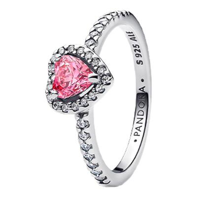 Pandora潘多拉无限爱心戒指pavé密镶粉色心形浪漫优雅礼物