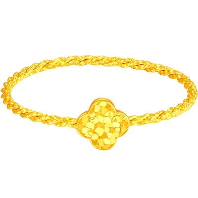 梦金园碎碎冰黄金戒指