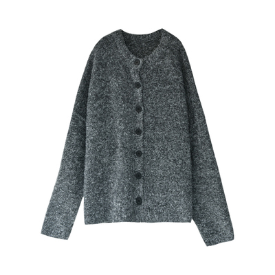 软糯宽松圆领花线毛衣开衫外套