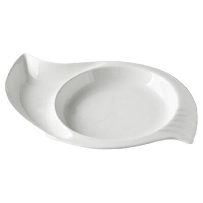 荣裕多纯白陶瓷创意饺子盘带醋碟