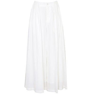 夏莫卡翻褶遮胯显瘦白色九分裙裤