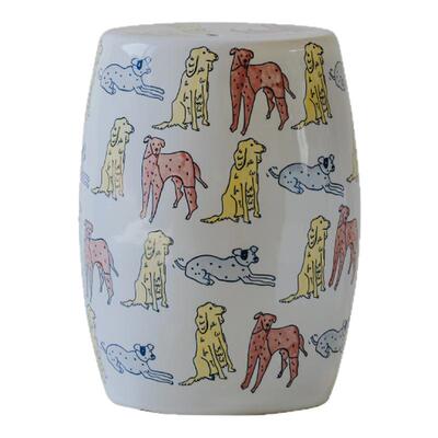 狗狗派对彩色手绘瓷墩