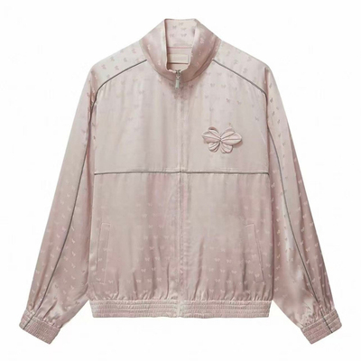 2026春新中式粉色蝴蝶提花短外套