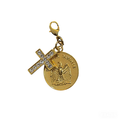 【小雨的岛】dia风硬币镶钻十字架吊坠挂扣