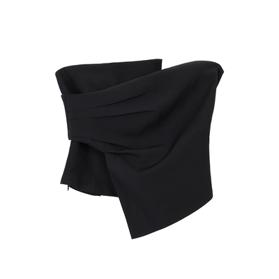 不规则设计感褶皱双层抹胸上衣