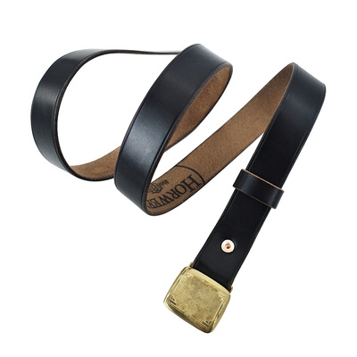 头层牛皮黄铜复古合页扣绅士皮带