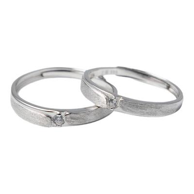 镶钻对戒足银999原创设计情侣