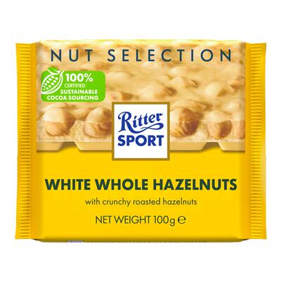 德国进口Ritter Sport瑞特斯波德全榛子白巧100g*5块办公零食