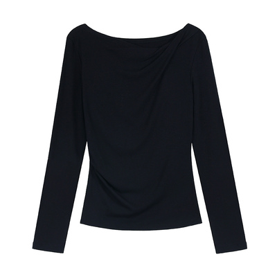 线条美感长袖上衣打底针织t恤