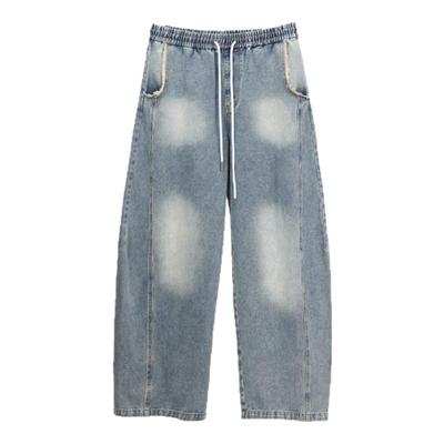 CBXLAB街舞潮牌牛仔爱心毛边长裤