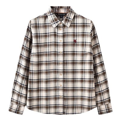 保罗彼得2025秋冬新款女衬衫德容格子衫复古开衫衬衣CBECC00320