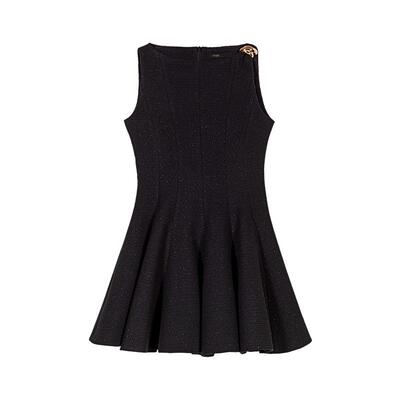 Maje修身短款花呢小黑裙连衣裙