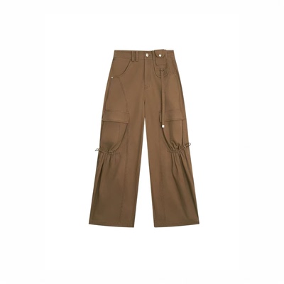 奢定SHX复古抽褶工装阔腿裤