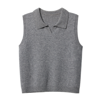 PLANITES100%羊毛方领针织马甲