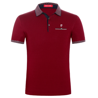 皮尔卡丹名牌男士桑蚕丝短袖T恤