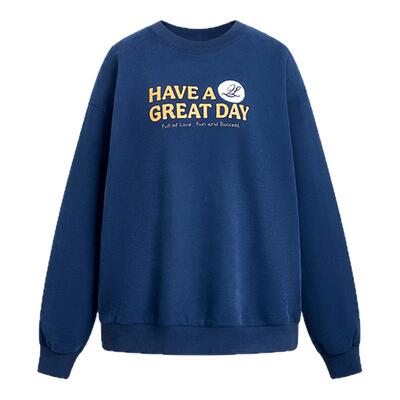 A21女装针织宽松圆领落肩套头中款绒底卫衣