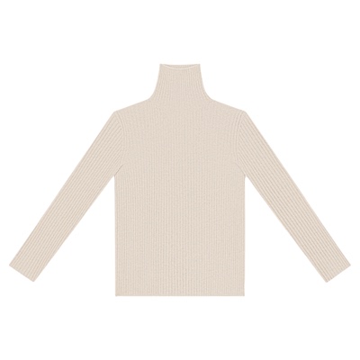 古月绵羊毛羊绒无缝高领坑条毛衣