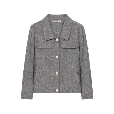 DOSORDONTS【3.23 0点上架】100%亚麻宽松可调节袖口短款衬衫